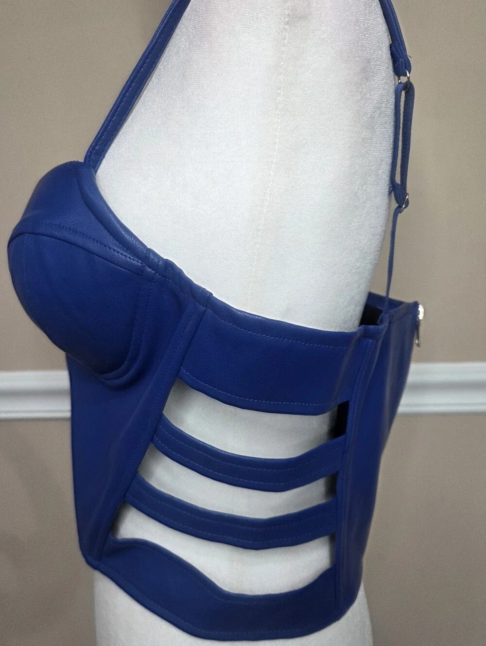 Haute Monde | Tops | Haute Monde Electric Blue Faux Leather Bustier Top ...